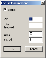Focus Measurement Settings — CapiMetrics 4.55 documentation